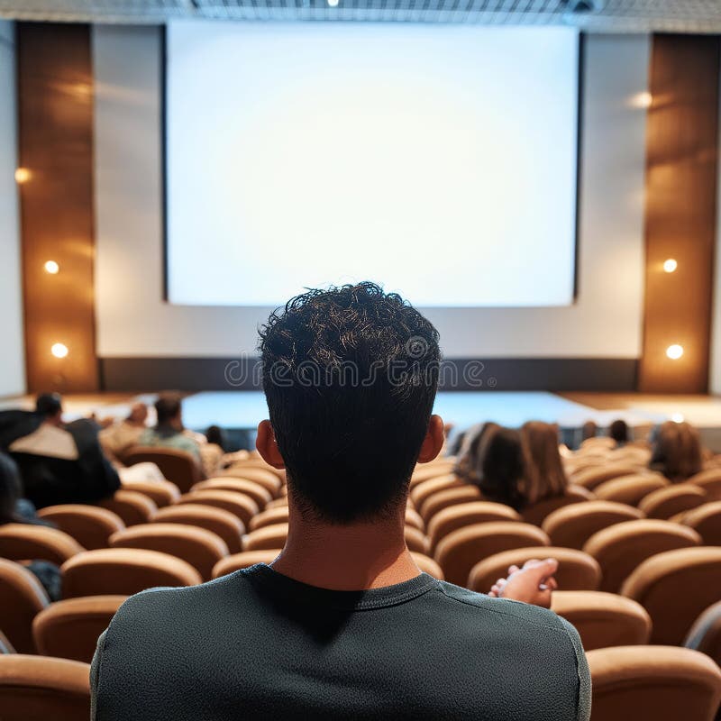 Man Standing in Front of Projection Screen. Generative AI Stock ...