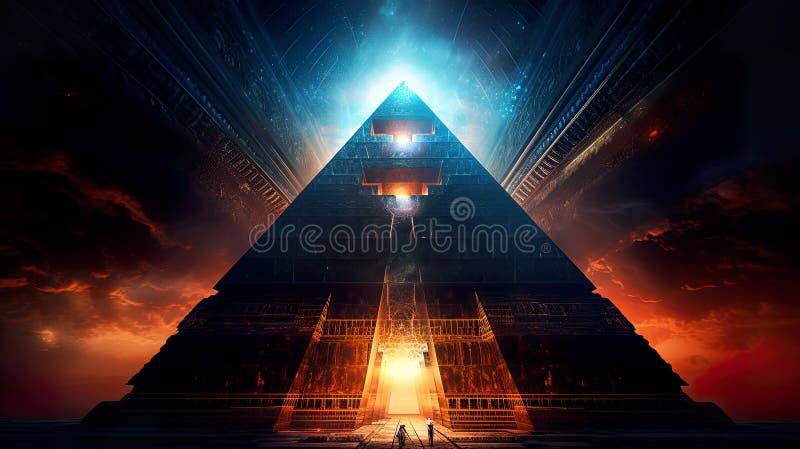 Man Standing on the Top of the Pyramid Stock Illustration ...