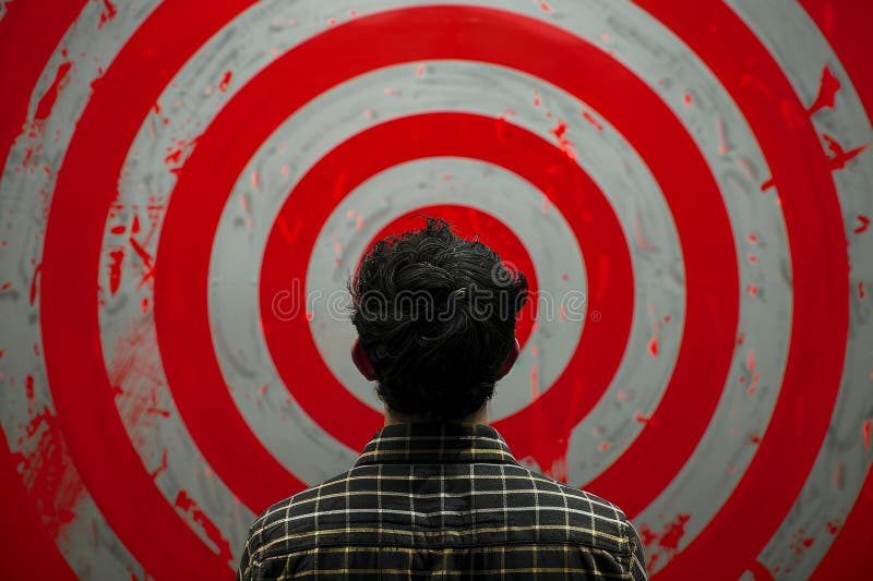 Man Standing in Front of a Red and White Target Stock Image - Image of ...