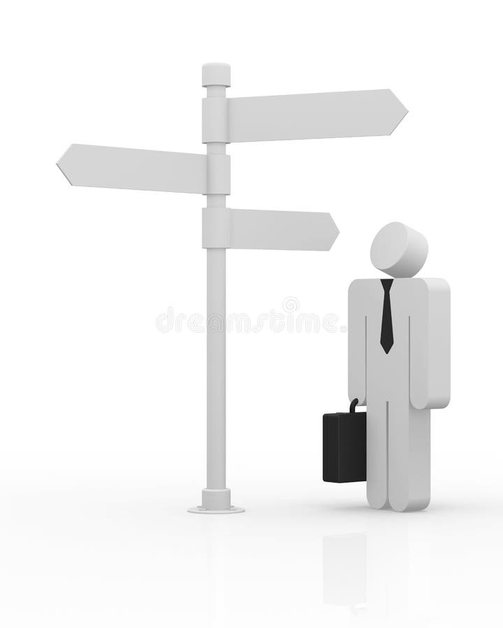 Man Standing in Front of a Road Signs Stock Illustration - Illustration ...