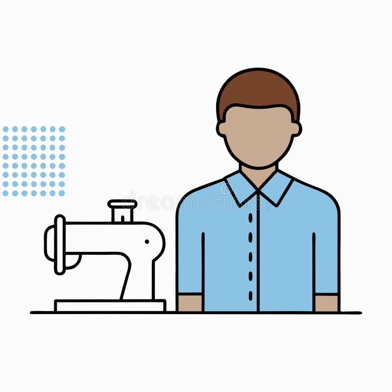 A Man is Standing in Front of a Sewing Machine Stock Photo ...