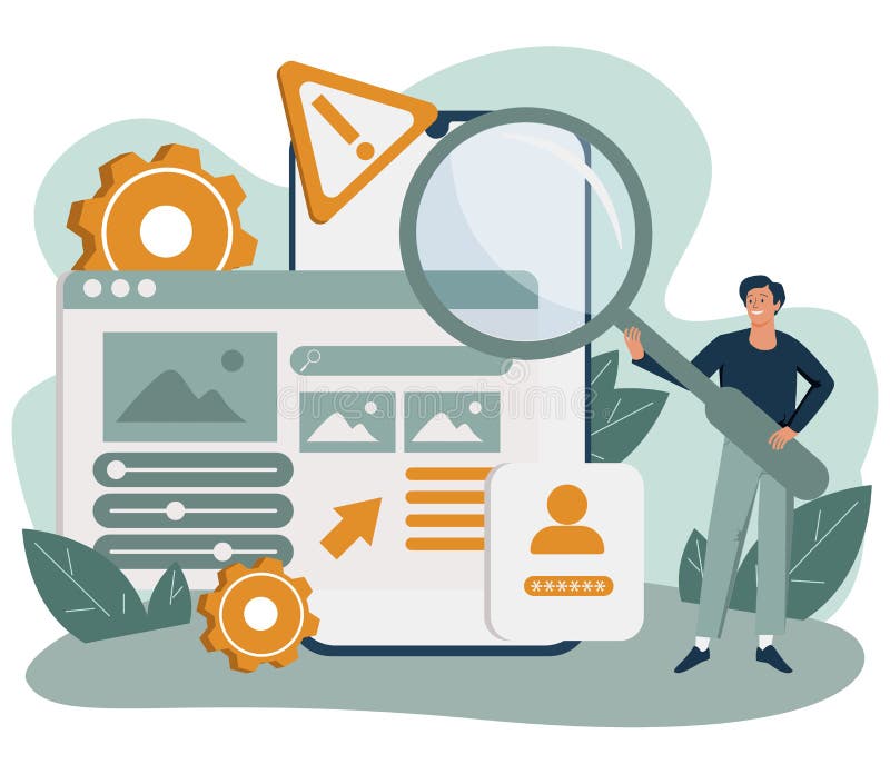 Man Standing in Front of Smartphone with Website on Screen. Concept of ...