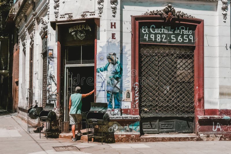 Man Standing in Front of a Store in Buenos Aires Editorial Photography ...