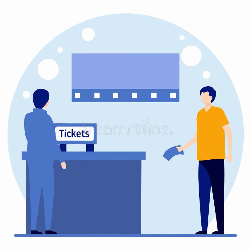 A Man is Standing in Front of a Ticket Booth Stock Illustration ...