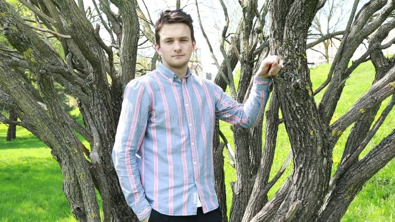 Man Standing in Front of Tree Stock Video - Video of plant, person ...