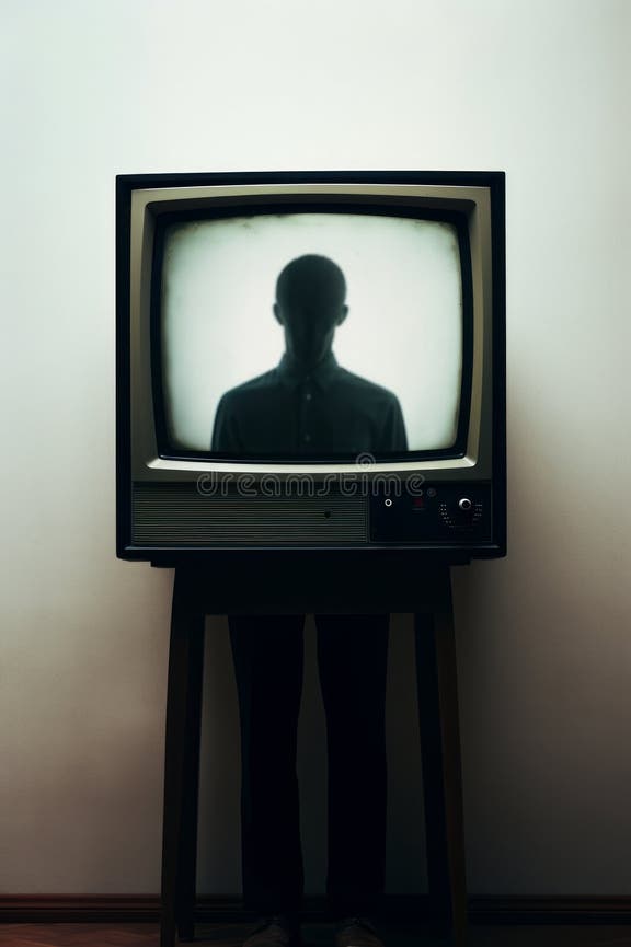 Man Standing in Front of Tv with Shadow on it. Generative AI Stock ...