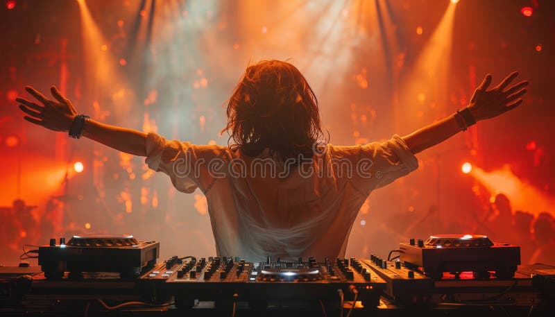 A Man is Standing in Front of Two DJ Decks by AI Generated Image Stock ...