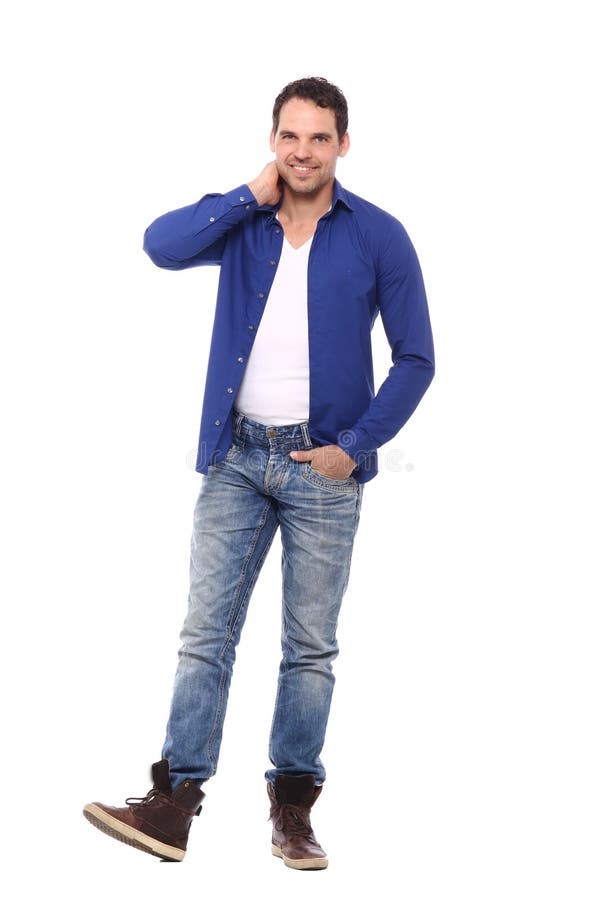 Man Standing in Front of a White Background Stock Image - Image of ...