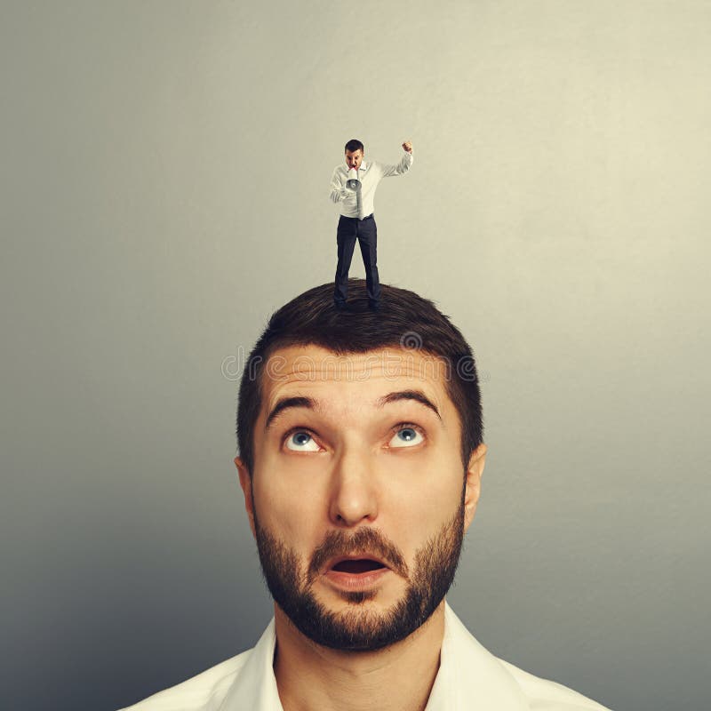 Man Standing on the Head and Screaming Stock Image - Image of brain ...