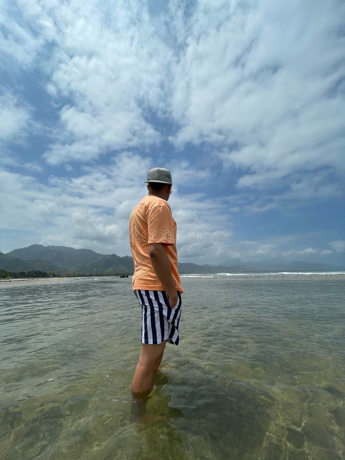 Man Standing on His Back in the River Stock Photo - Image of recreation ...