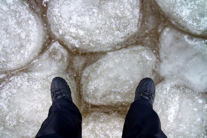 Man standing on the ice. stock photo. Image of track - 36701684