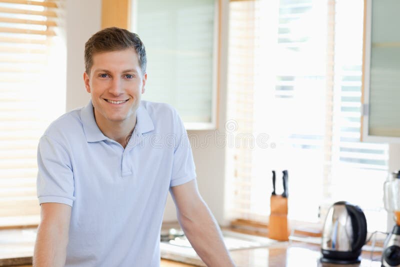 Man Standing in the Kitchen Stock Photo - Image of domestic, relaxing ...