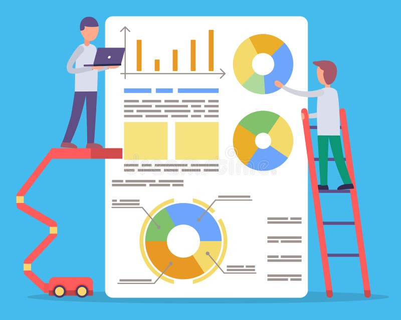 Board with Data Diagram, People Work on Project Stock Vector ...