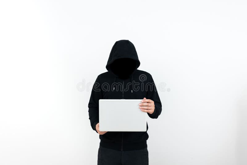 Man Standing with Laptop Presenting Cyber Security. Guy Brain Storming ... Man Standing with Laptop Presenting Cyber Security. Guy Brain Storming ...
