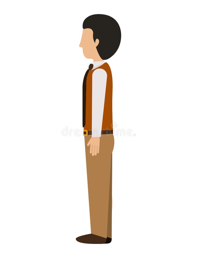 Man Standing Left Profile Blazer with Tie Stock Vector - Illustration ...