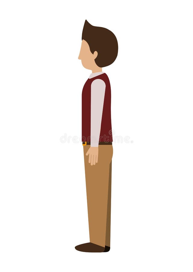 Man Standing Left Profile Blazer with Tie Stock Vector - Illustration ...