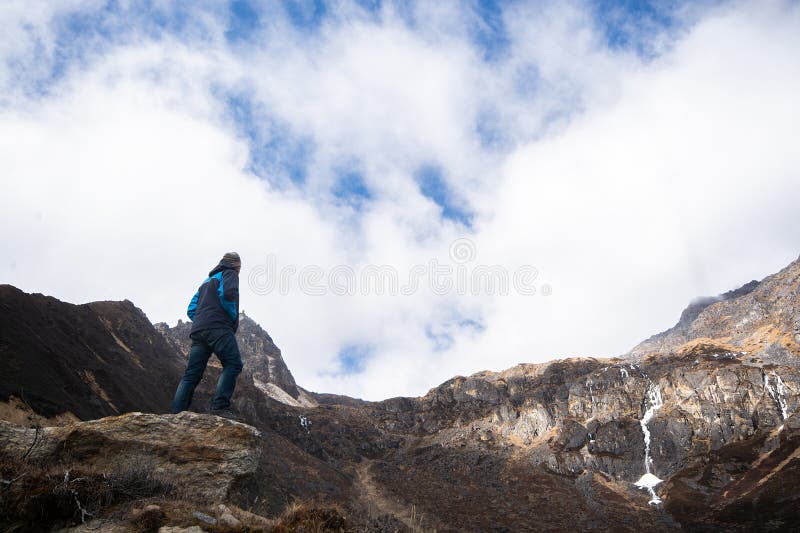 Man Standing Looking at Nature View Stock Photo - Image of ...