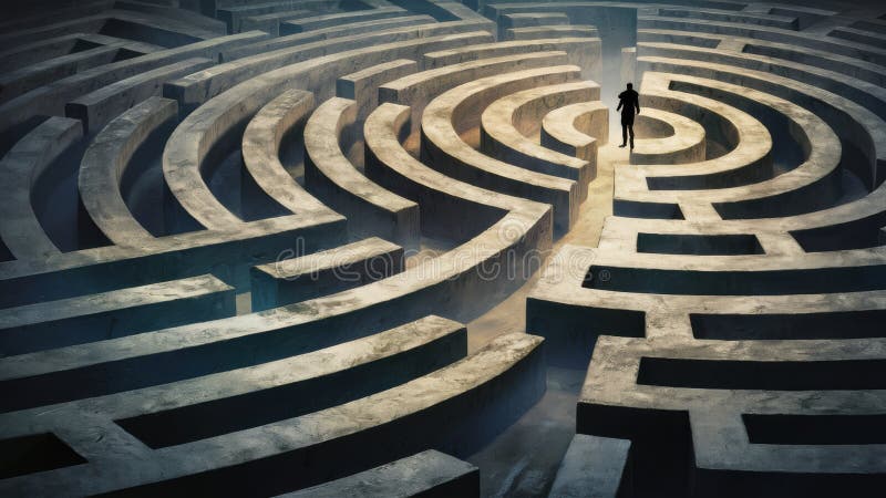 A Man Standing in a Maze with Many Different Paths, AI Stock Photo ...