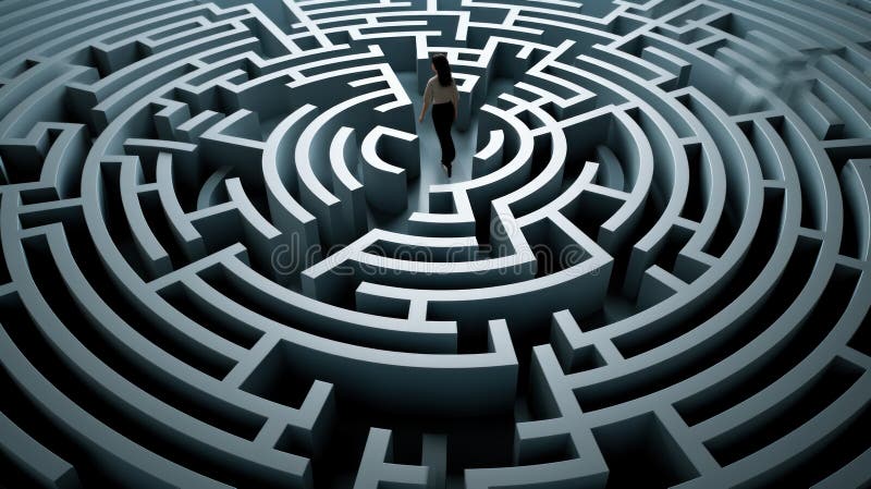 A Man Standing in a Maze in the Middle of a Maze. Generative AI Image ...