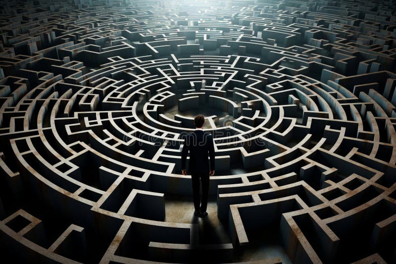 Man Standing in Maze in the Middle of Room. Generative AI Stock Image ...