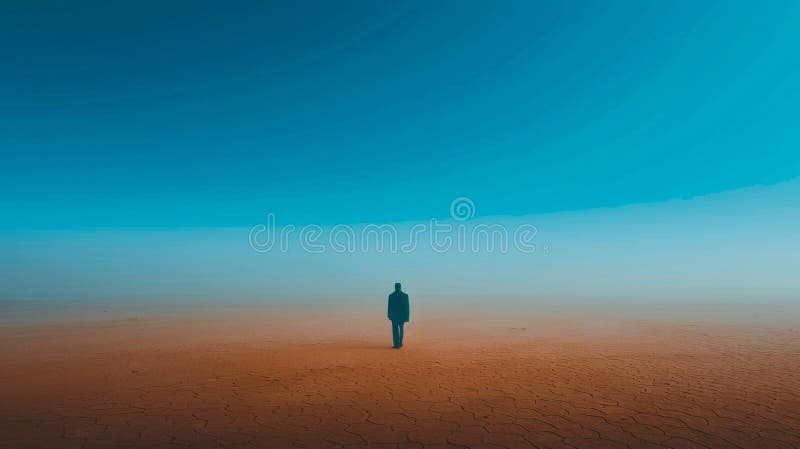 A Man Standing in the Middle of a Desert with No One Else Around, AI ...