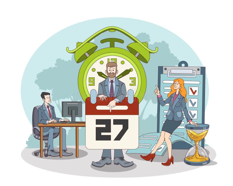 Man Standing Near Calendar and Checking Date. Time Organization and ...