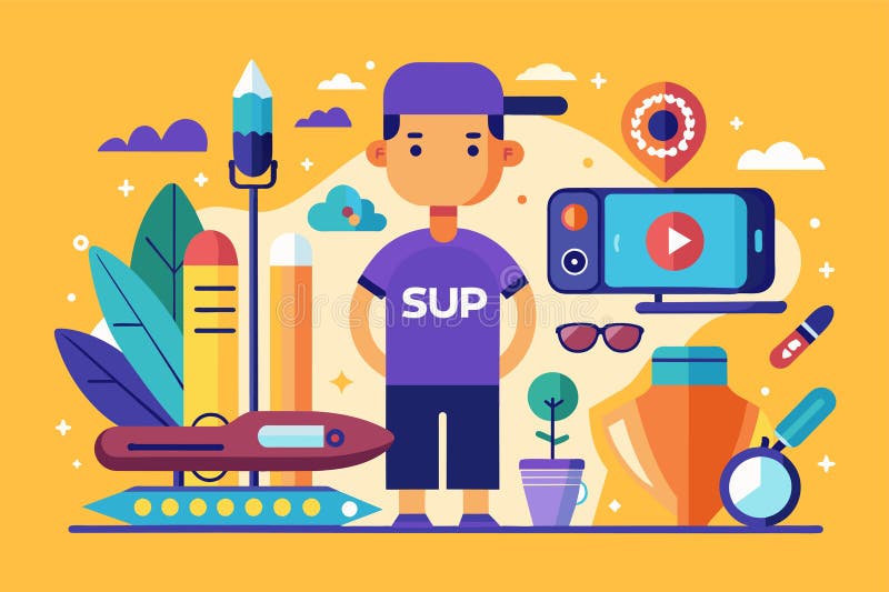 A Man Standing Next To a Collection of Assorted Objects, Sup ...