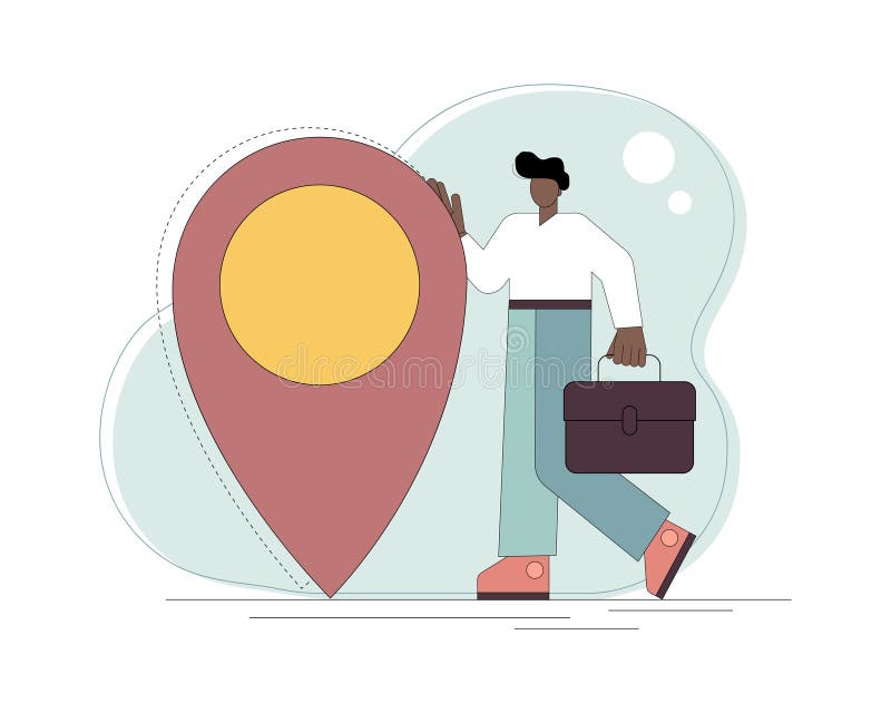 Man Standing Next To a Large Map Pointer, Target Stock Vector ...