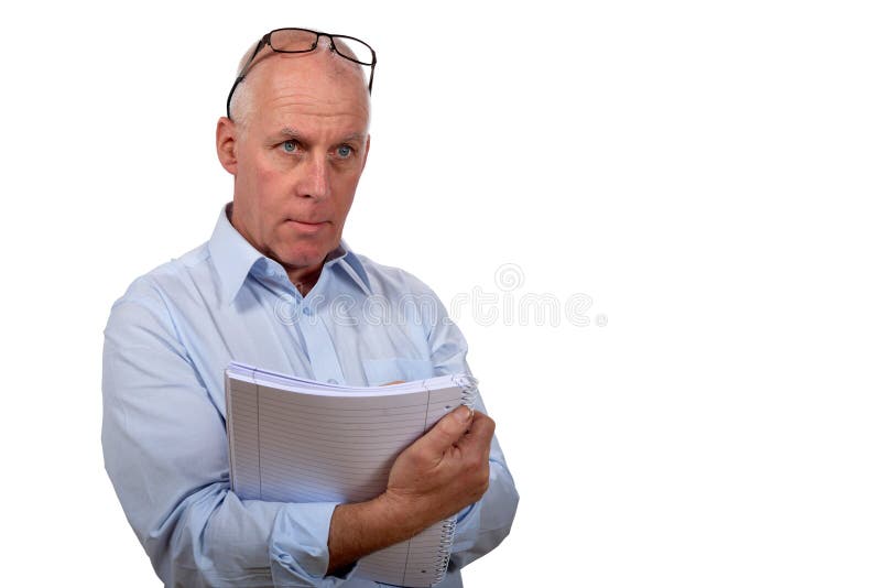 Man Standing with a Notebook Stock Image - Image of businessman ...
