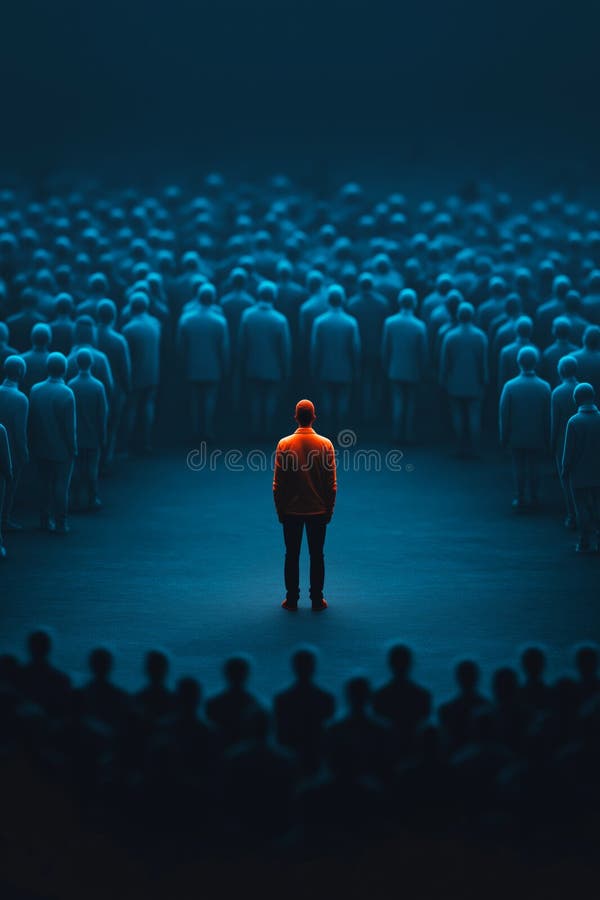 Man Standing Out of Crowd. Individuality. Think Different Stock ...