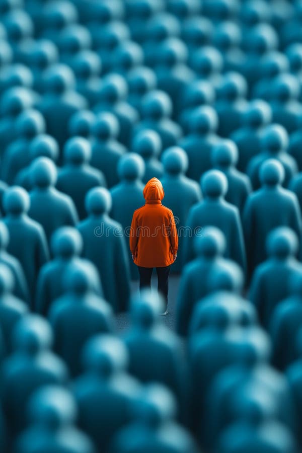 Man Standing Out of Crowd. Individuality. Think Different Stock ...