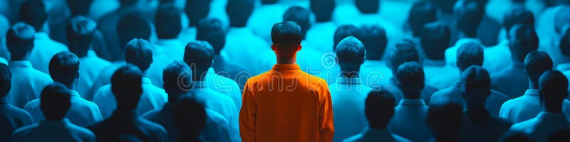 Man Standing Out of Crowd. Individuality. Think Different Stock ...