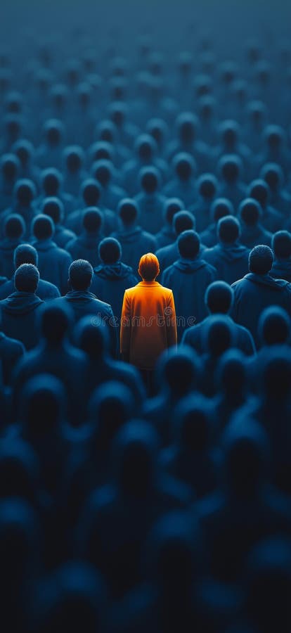 Man Standing Out of Crowd. Individuality. Think Different Stock ...