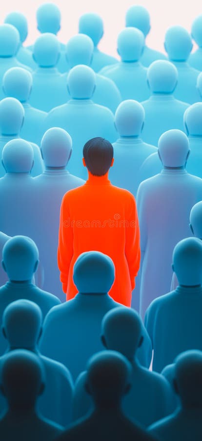Man Standing Out of Crowd. Individuality. Think Different Stock ...