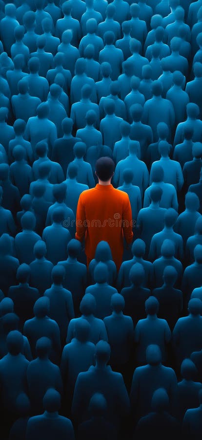 Man Standing Out of Crowd. Individuality. Think Different Stock ...