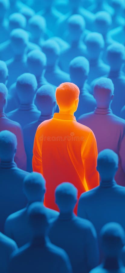 Man Standing Out of Crowd. Individuality. Think Different Stock ...