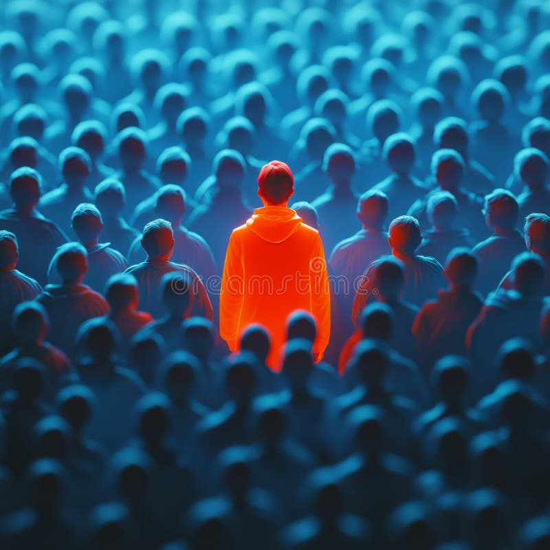 Man Standing Out of Crowd. Individuality. Think Different Stock ...