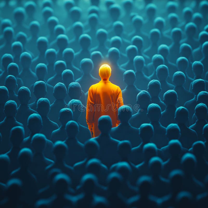 Man Standing Out of Crowd. Individuality. Think Different Stock ...