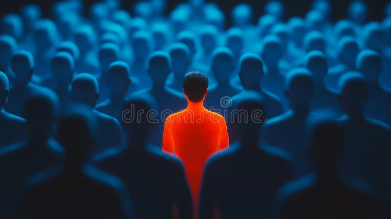 Man Standing Out of Crowd. Individuality. Think Different Stock ...