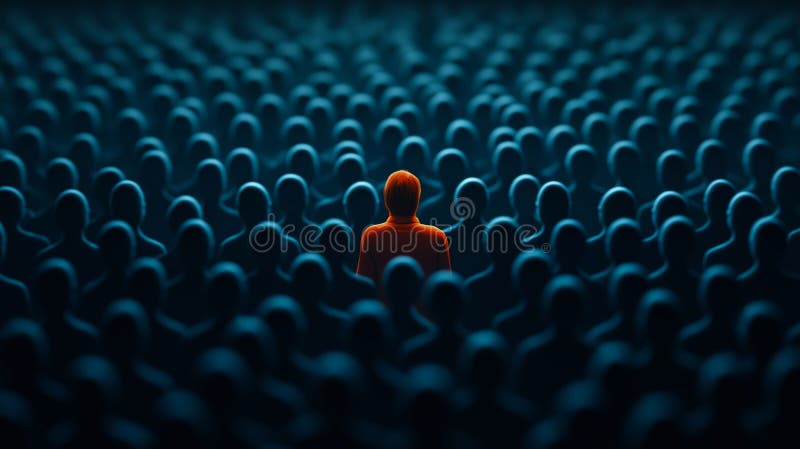 Man Standing Out of Crowd. Individuality. Think Different Stock ...