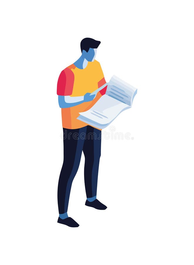 Man Standing with Paperwork Stock Vector - Illustration of male, people ...