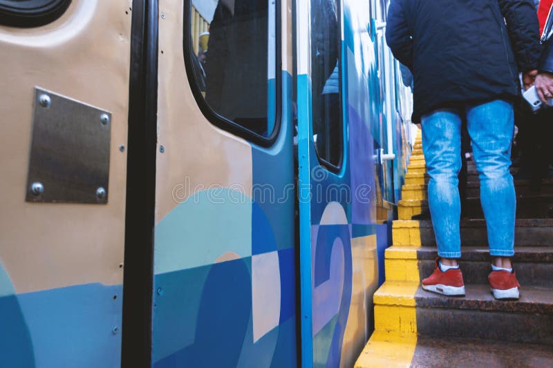 Man Standing on the Platform of the Funicular Stock Photo - Image of ...
