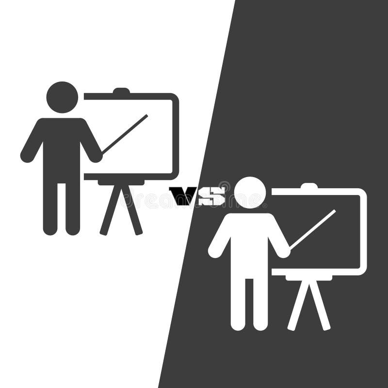 Man Standing with a Pointer. Blank Blank Billboard. Dark VS Light ...