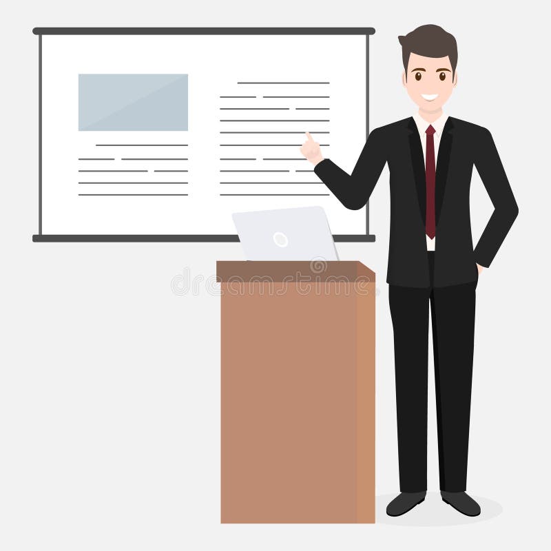 Man Standing and Presentation Icon. Meeting Business Icon Stock Vector ...