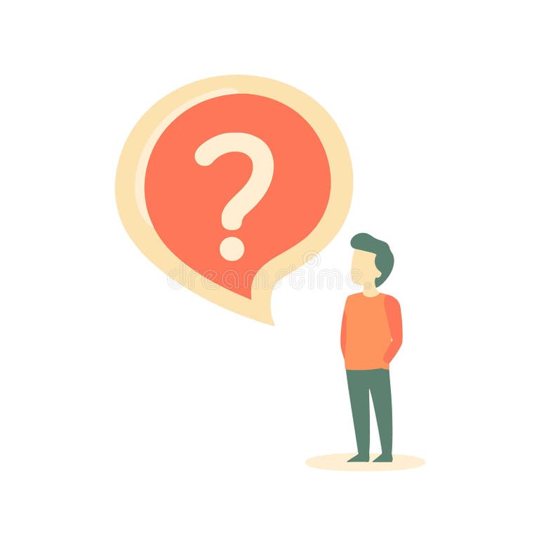 Man Standing beside a Question Mark Bubble Vector Stock Illustration ...