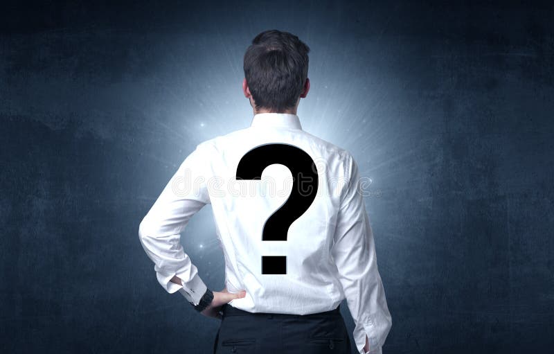 Man Standing with Question Mark on His Back Stock Photo - Image of ...