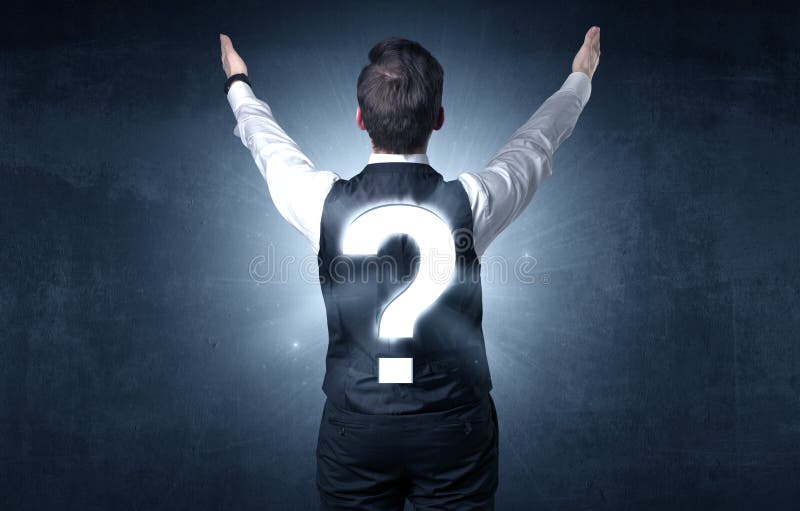 Man Standing with Question Mark on His Back Stock Image - Image of ...