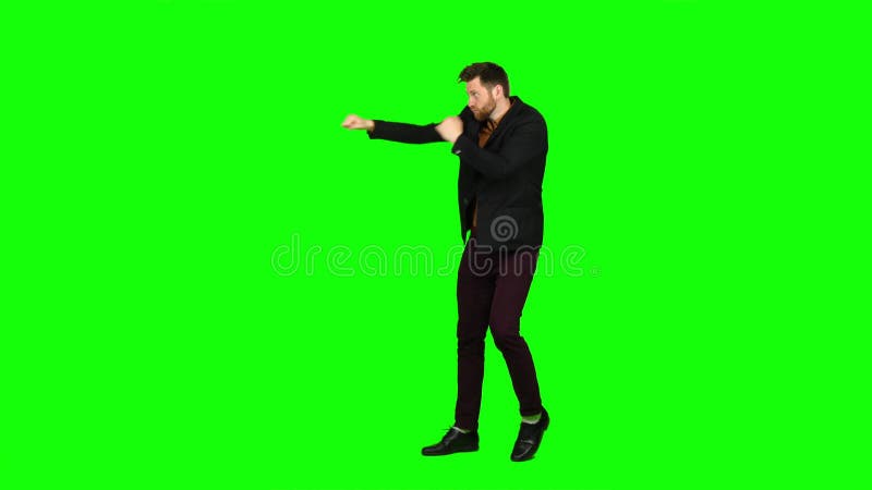 Man is Standing in a Rack and Boxing. Green Screen Stock Video - Video ...