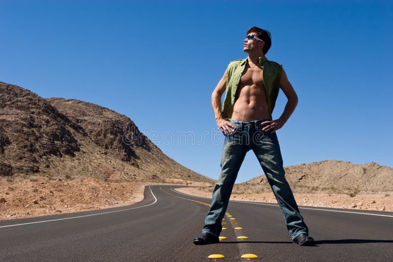 Man standing on the road stock photo. Image of cute, fashion - 9762352
