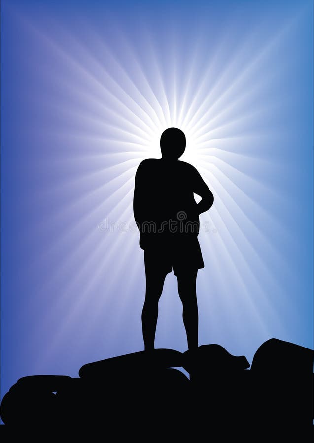 Man standing on rock stock vector. Illustration of adrenalin - 4467517